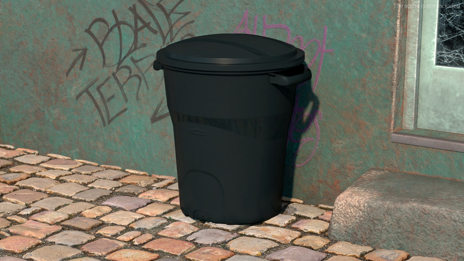3D Black Round Rubbermaid Trash Can Model - TurboSquid 2082827