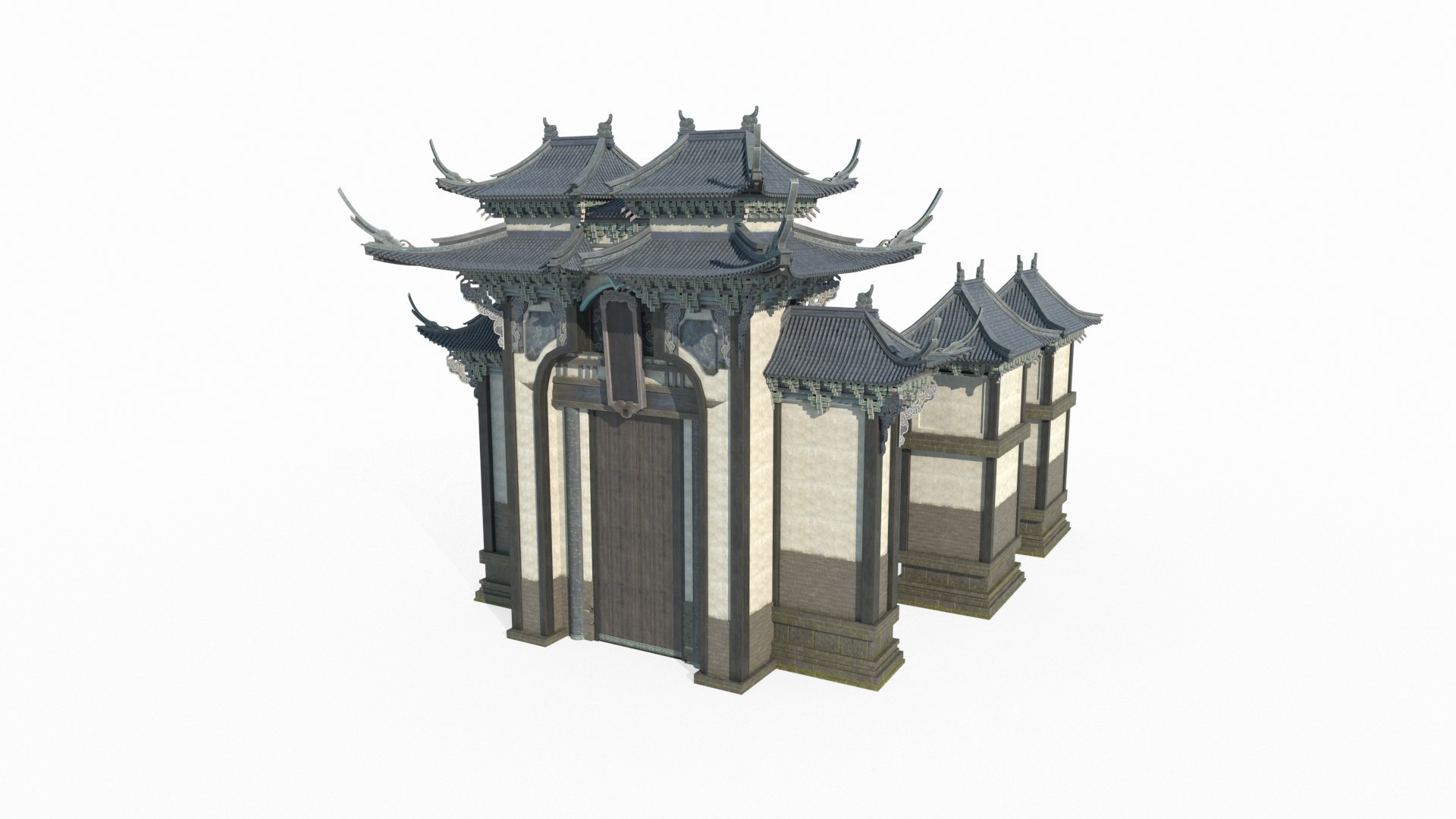 3D Model Ancient Asian Architecture God Gate - TurboSquid 2144386