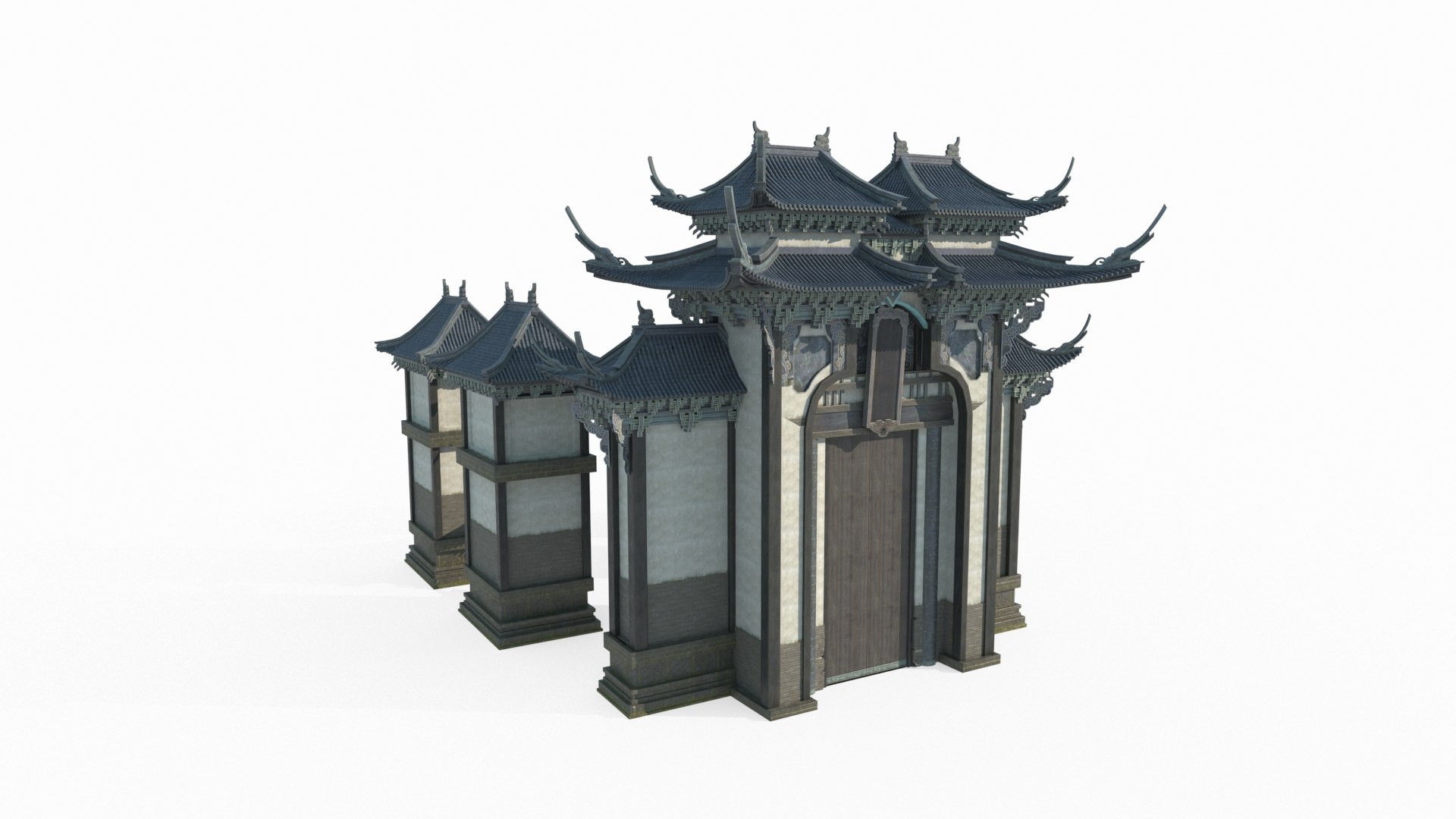 3D Model Ancient Asian Architecture God Gate - TurboSquid 2144386