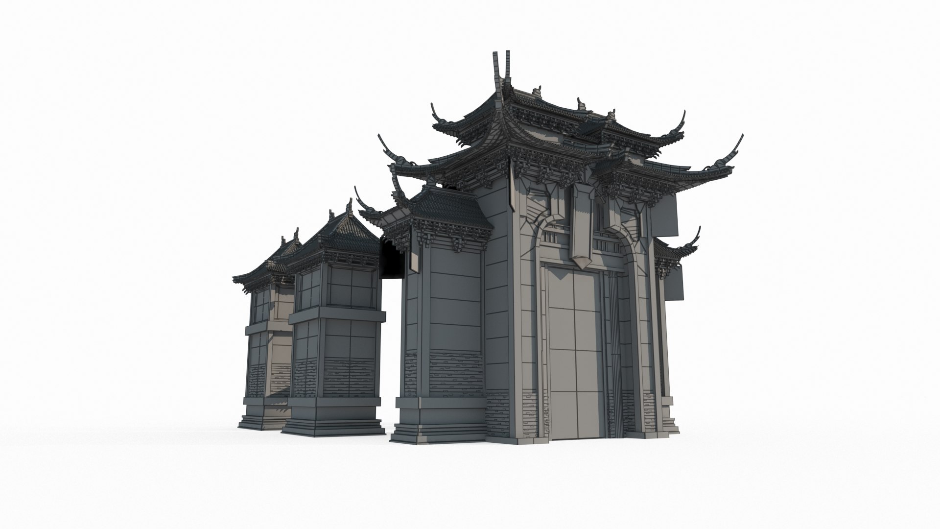 3D Model Ancient Asian Architecture God Gate - TurboSquid 2144386