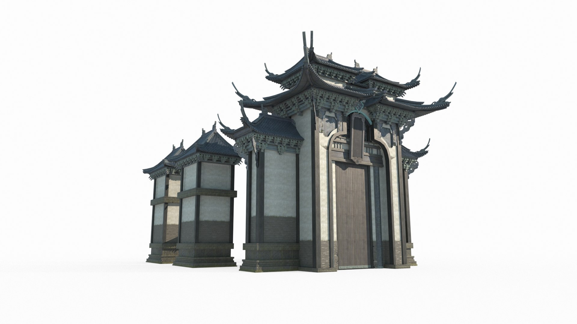 3D Model Ancient Asian Architecture God Gate - TurboSquid 2144386