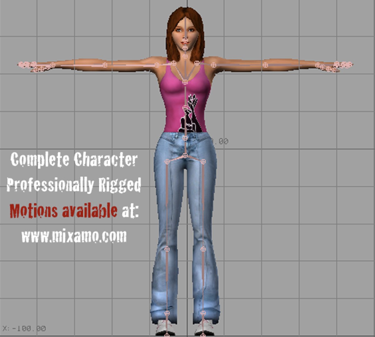 free female character rigged biped 3d model