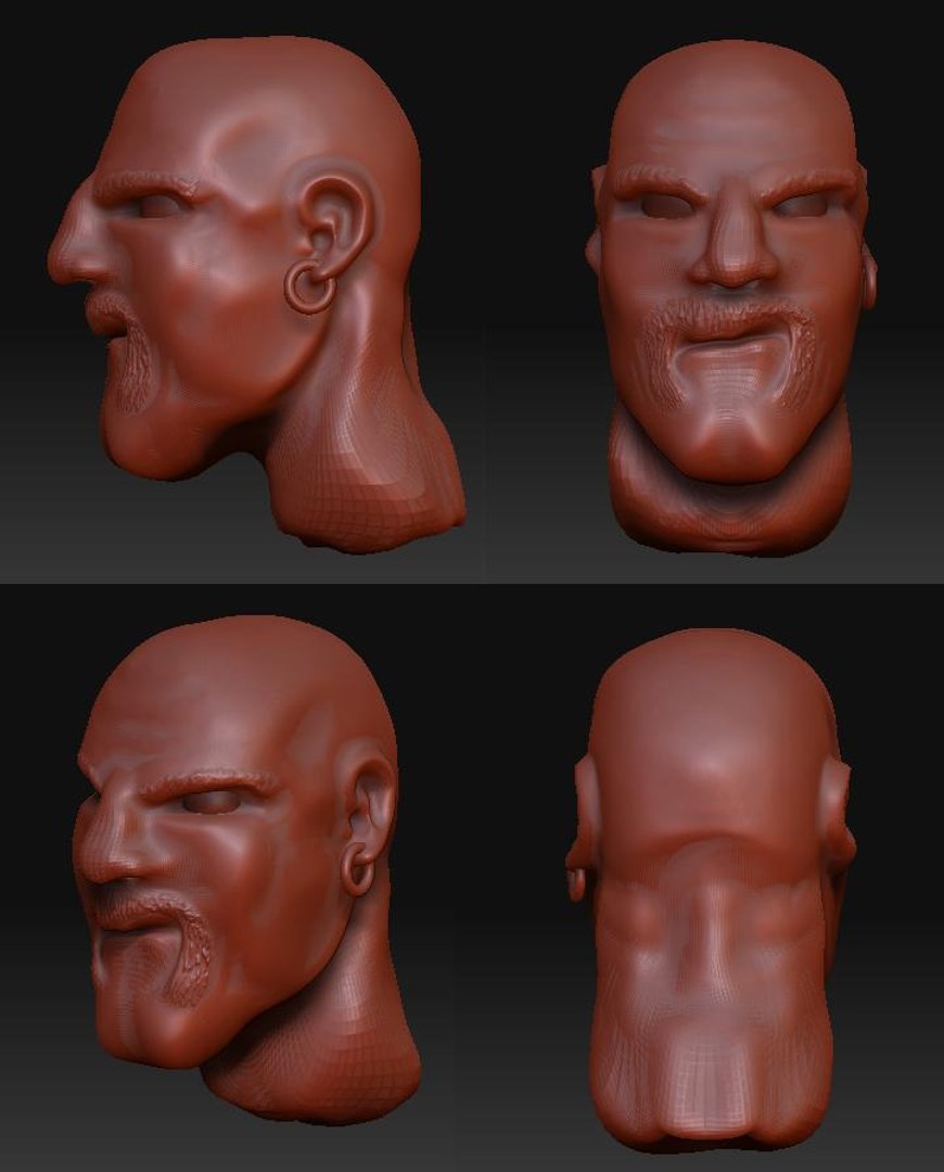 Male Head Bad Ass 3d Model