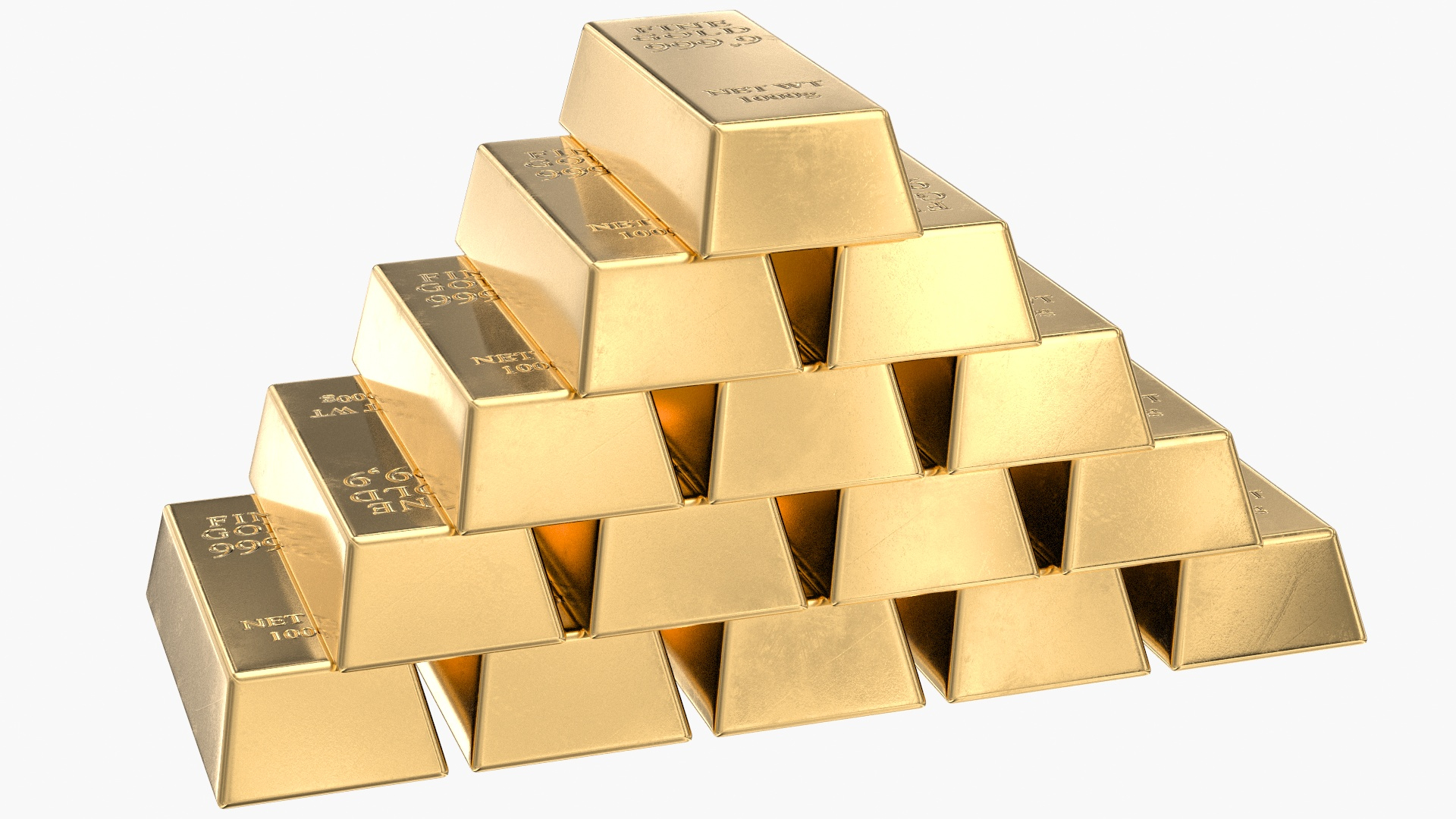 Gold Bar Small Piramid Stack 3D Model - TurboSquid 2267272