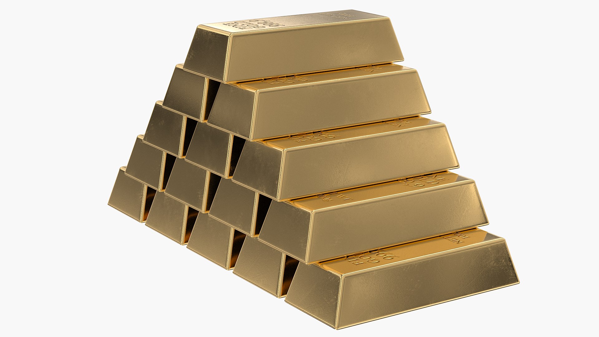 Gold Bar Small Piramid Stack 3D Model - TurboSquid 2267272