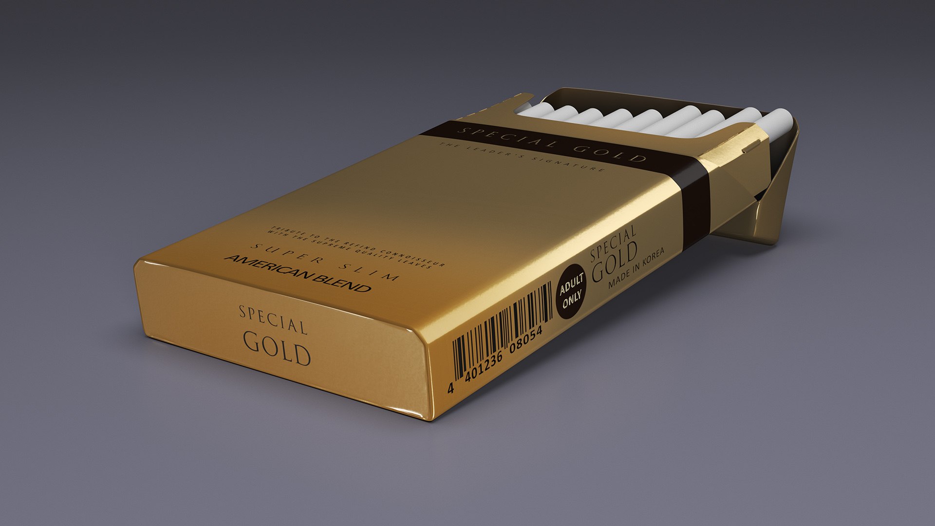 Open Pack Of Cigarettes Super Slim Gold 3D Model - TurboSquid 2281806