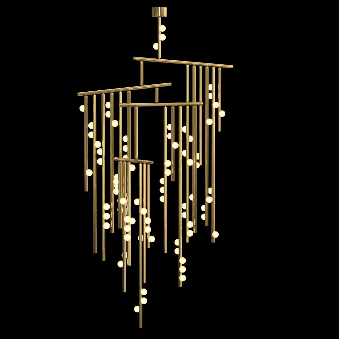 3D 76-bulb Drop System Chandelier - TurboSquid 2106004