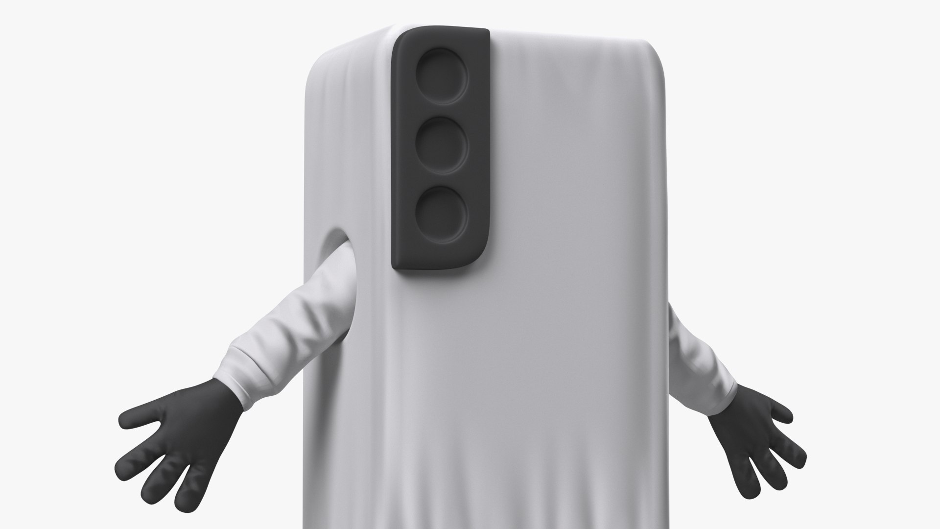 3D White Smart Phone Mascot A-pose Model - TurboSquid 2071806