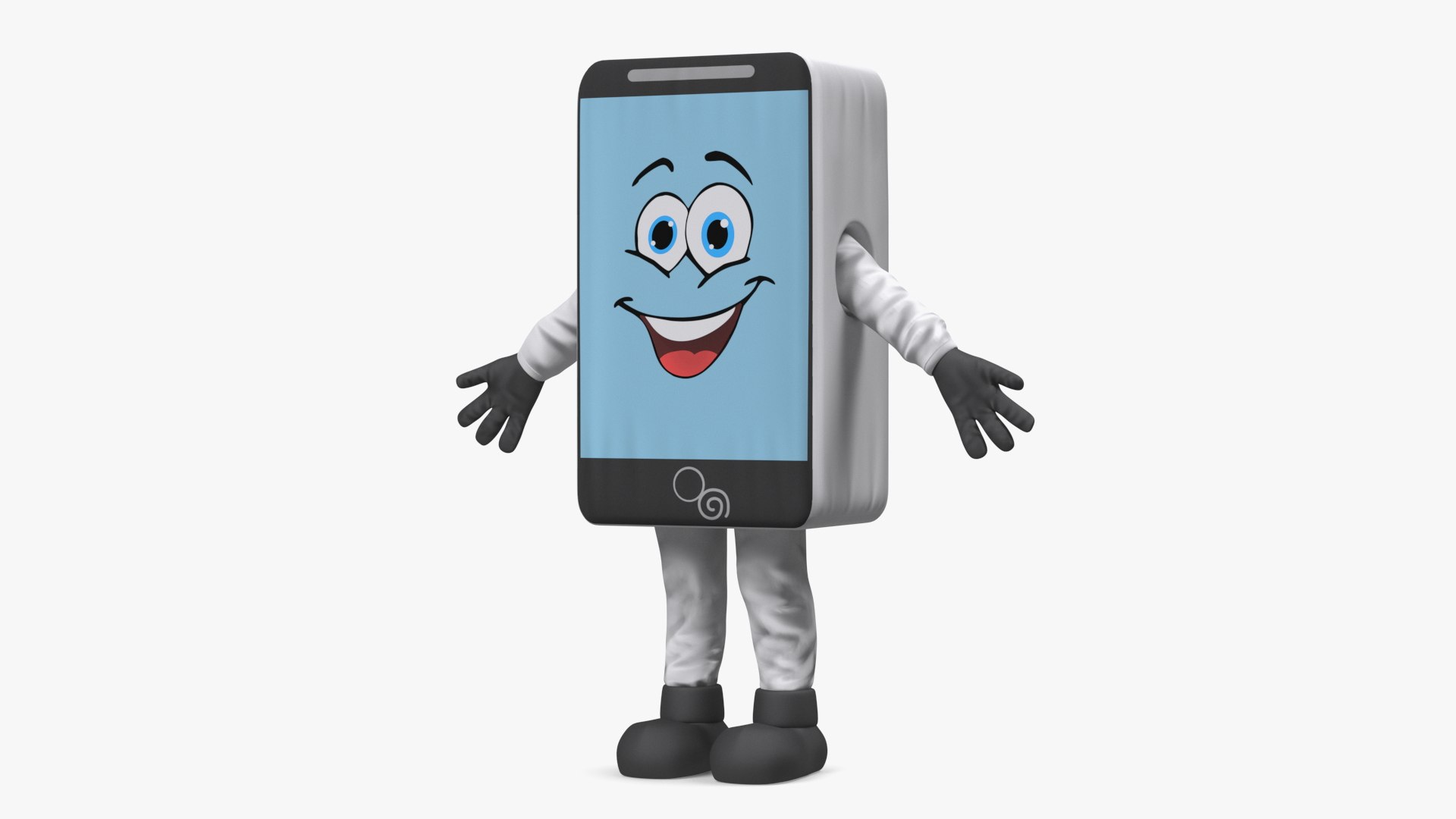 3D White Smart Phone Mascot A-pose model - TurboSquid 2071806