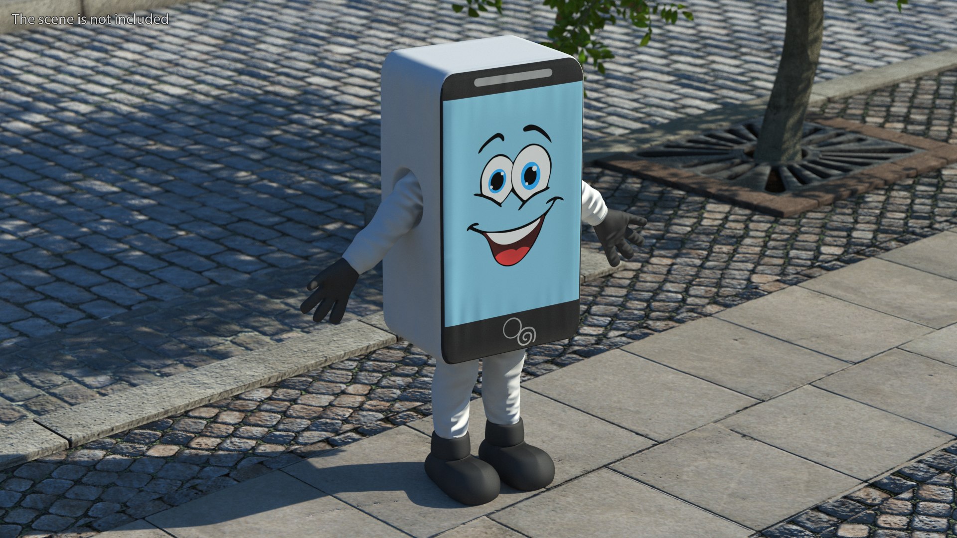 3D White Smart Phone Mascot A-pose Model - TurboSquid 2071806