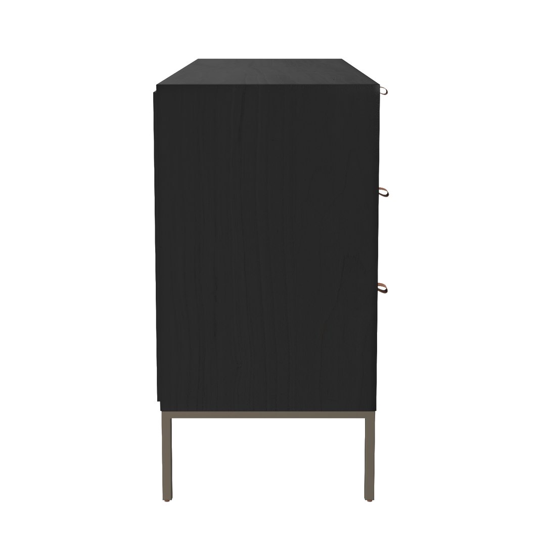 Theodore Modern Classic Black Wood Leather Pull 7 Drawer Dresser 3D ...