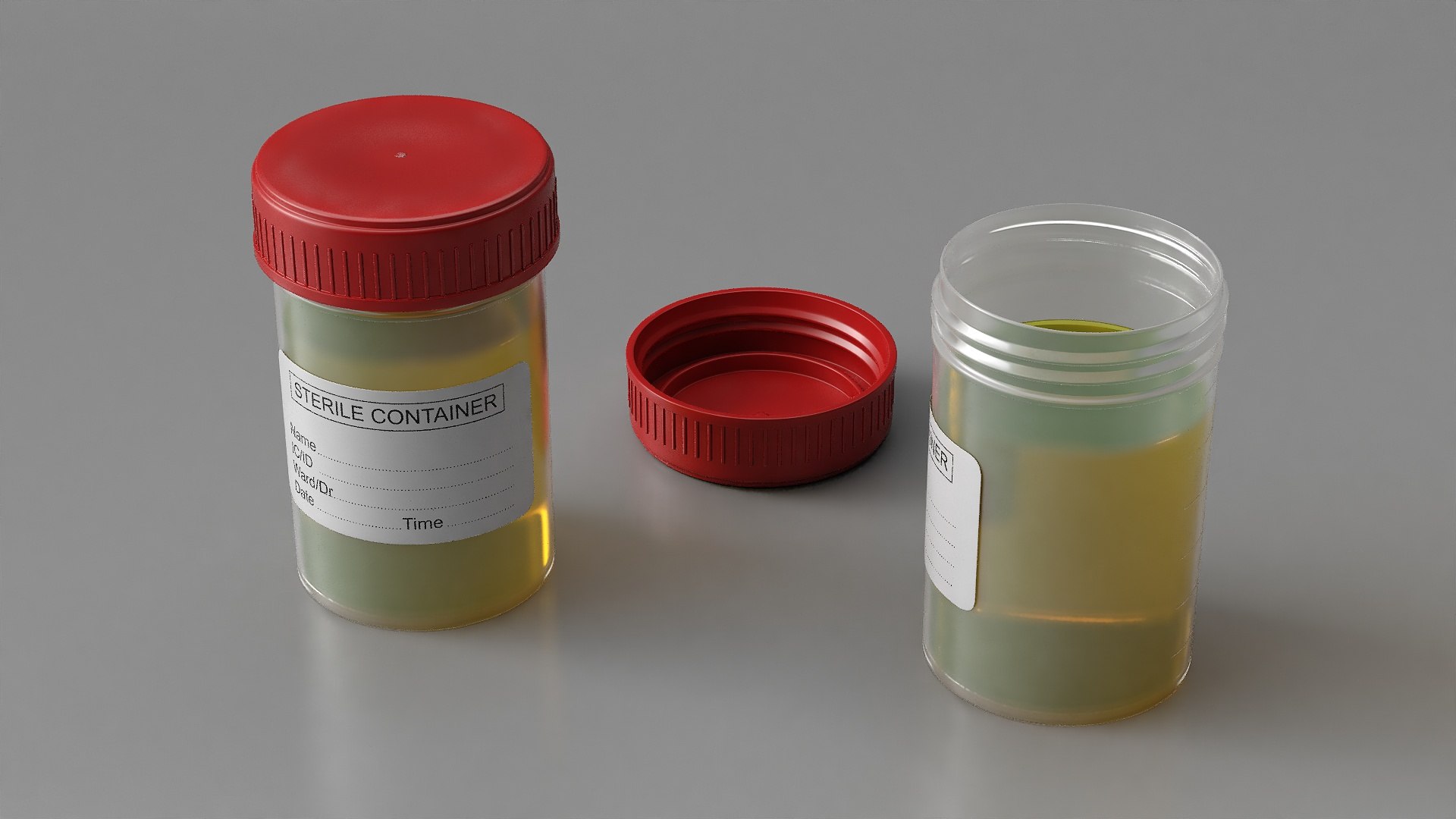 Sterile Urine Sample Container With Red Cap 3D - TurboSquid 2410479