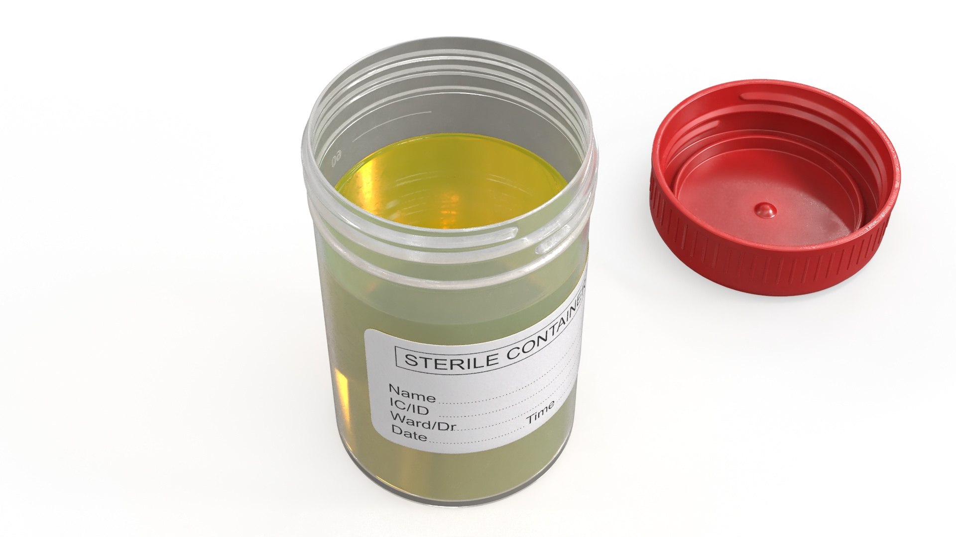 Sterile Urine Sample Container With Red Cap 3D - TurboSquid 2410479