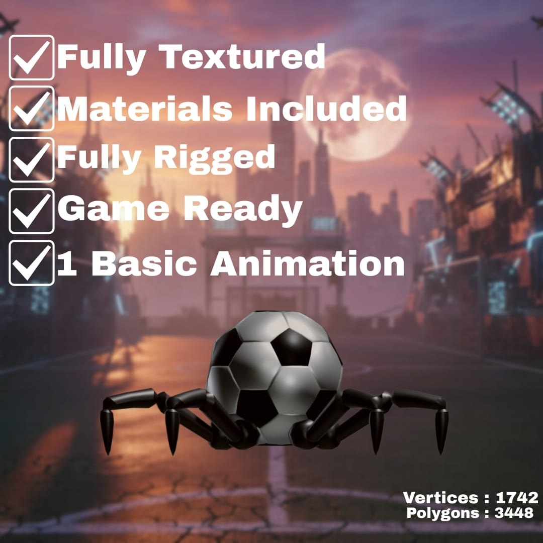 3D Model SPIDER SOCCER GAME READY - TurboSquid 2519450