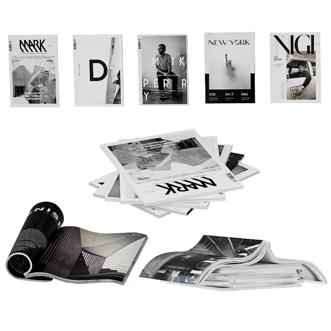 Magazines dark color 2 3D model - TurboSquid 1655205