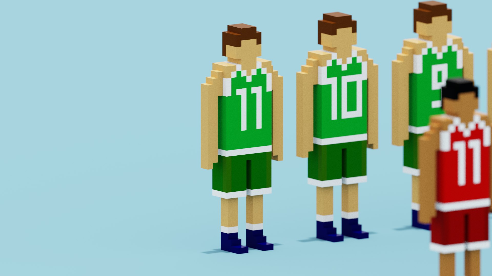 Voxel Basketball Team Players 3D Model - TurboSquid 2064301