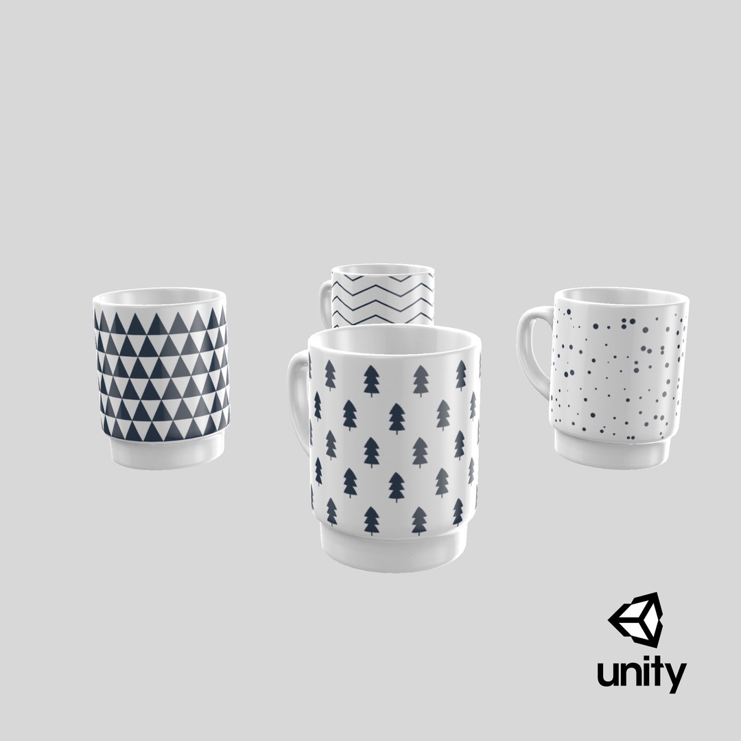 3D model simple pattern mug set - TurboSquid 1591984