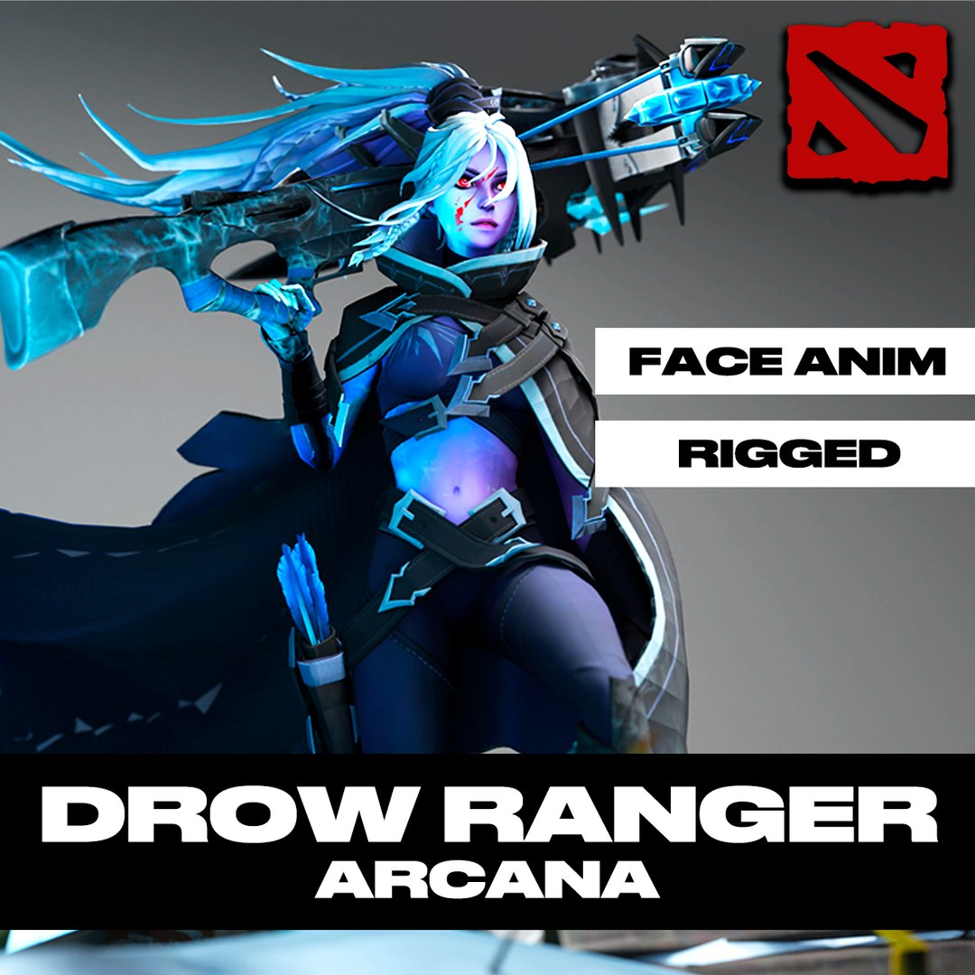 Drow Ranger Arcana Dota 2 3D Model Rigged Face 100 Shape Keys 3D ...