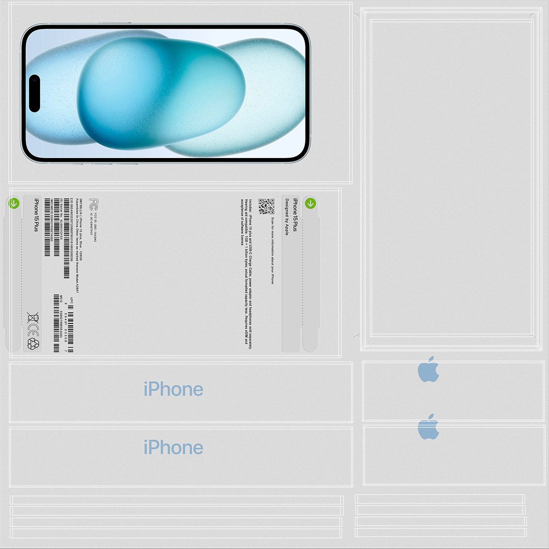 Apple IPhone 15 Plus Blue Packaging Box 3D Model - TurboSquid 2215326