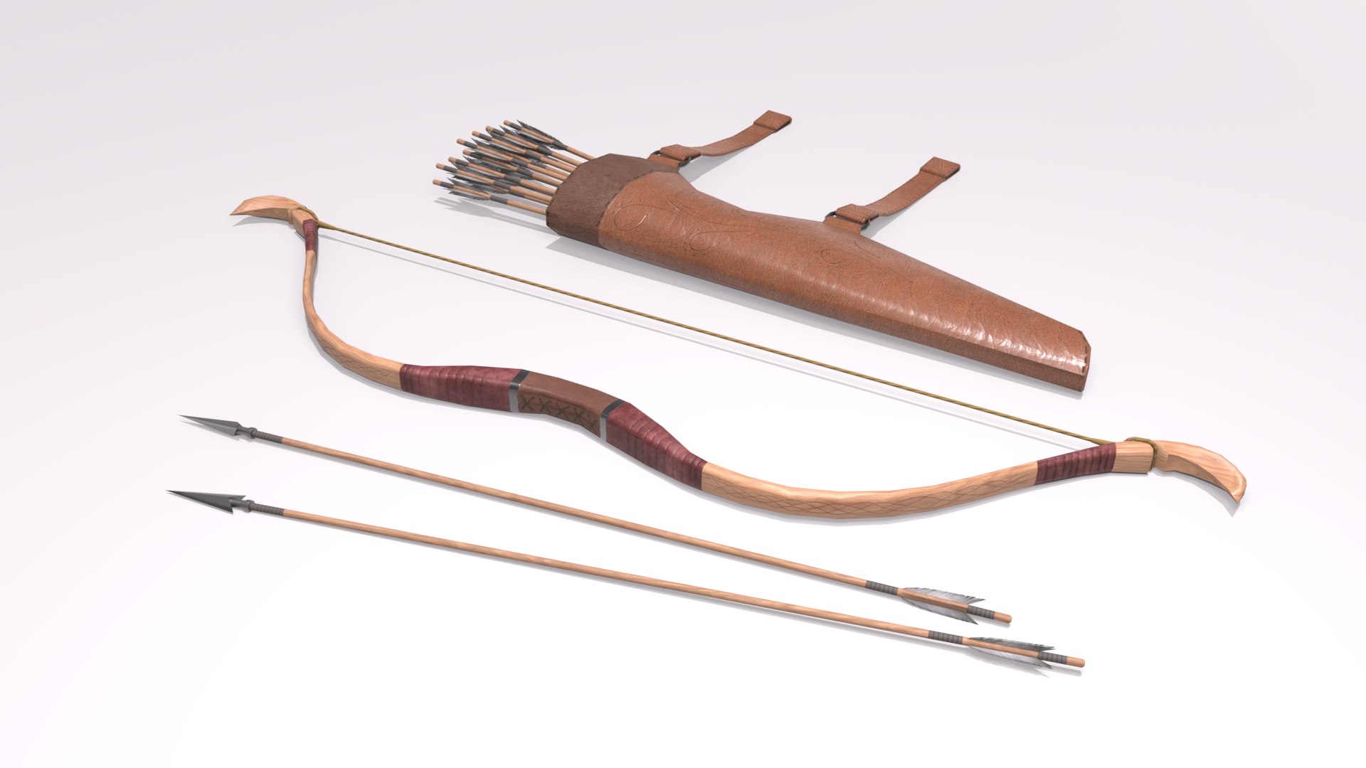 Low-poly Bow And Quiver Model - TurboSquid 1779664