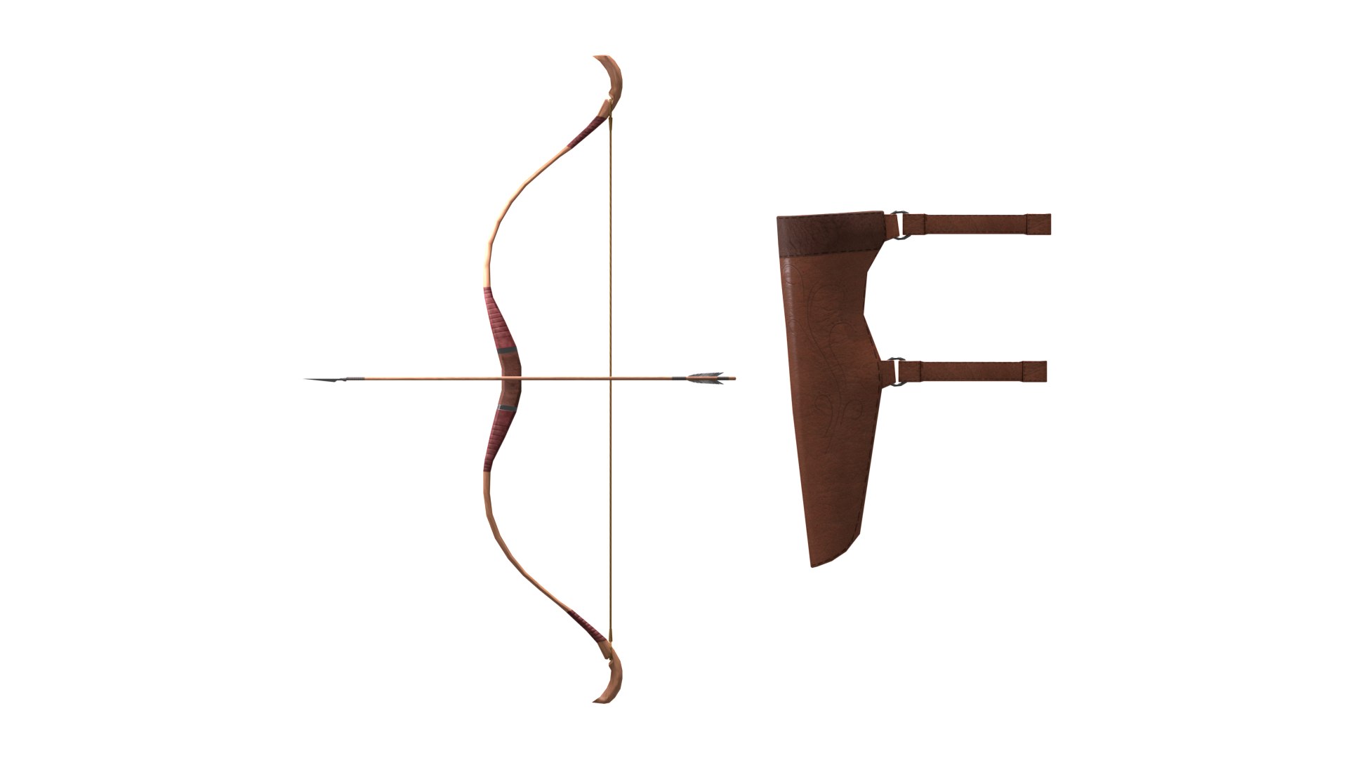 Low-poly Bow And Quiver Model - TurboSquid 1779664