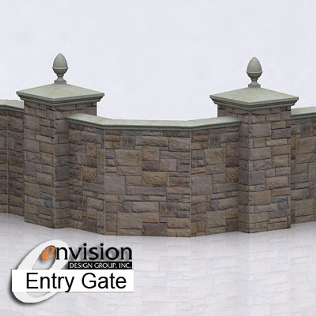 Stone Wall Gate 3d Model