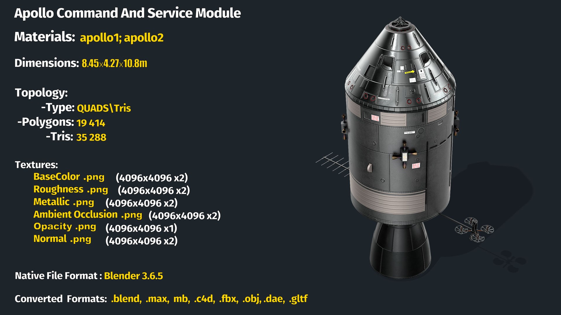Apollo Command And Service Module 3D Model - TurboSquid 2191279