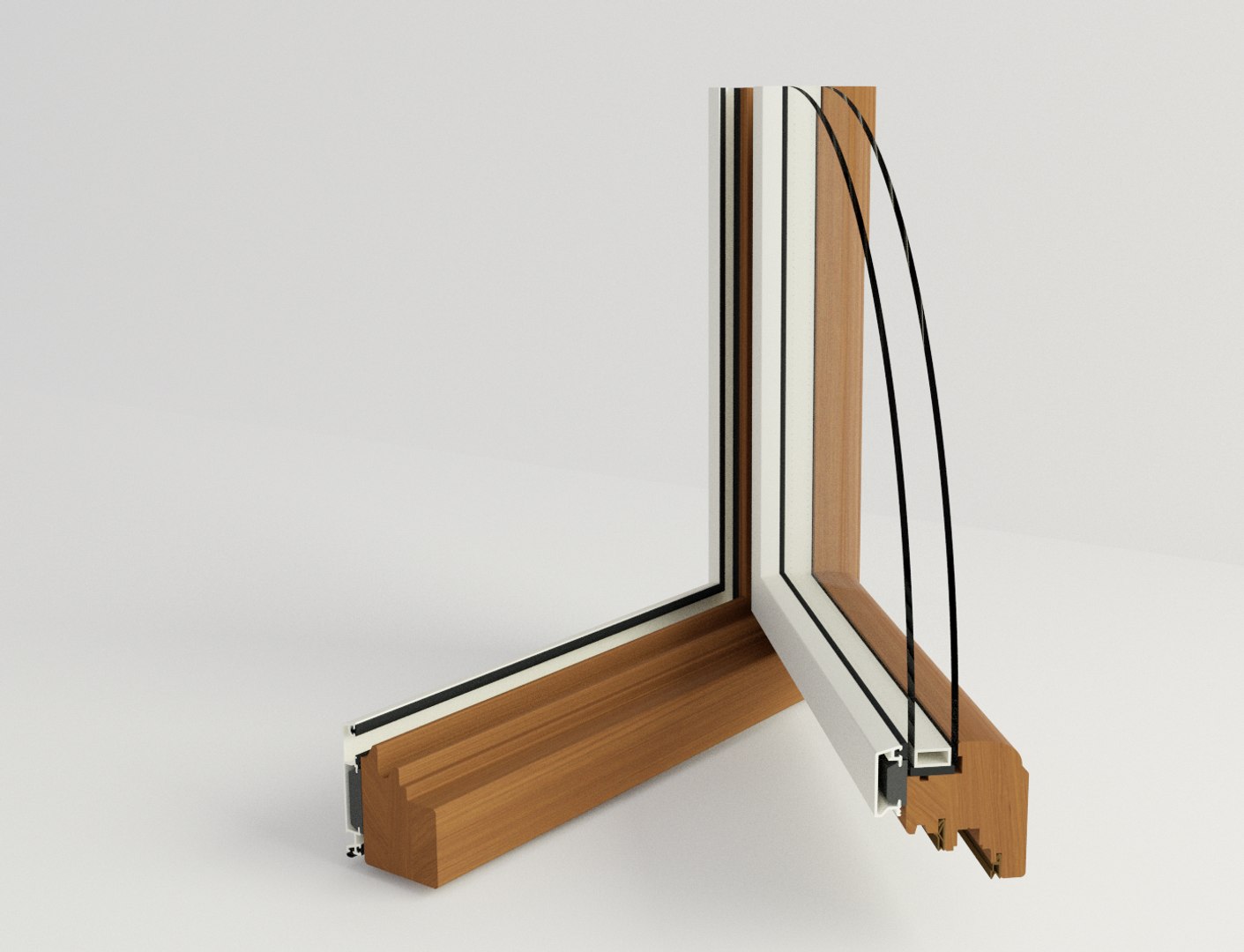 3D Section Wooden Window Glass Model - TurboSquid 1310536