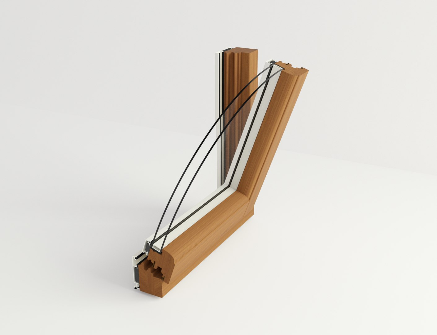 3D Section Wooden Window Glass Model - TurboSquid 1310536