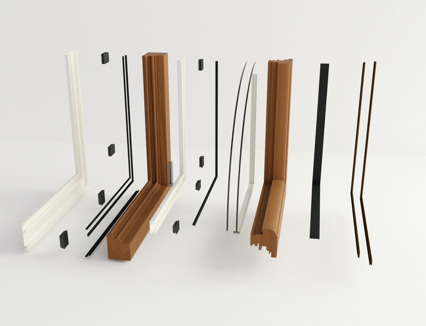 3D Section Wooden Window Glass Model - TurboSquid 1310536