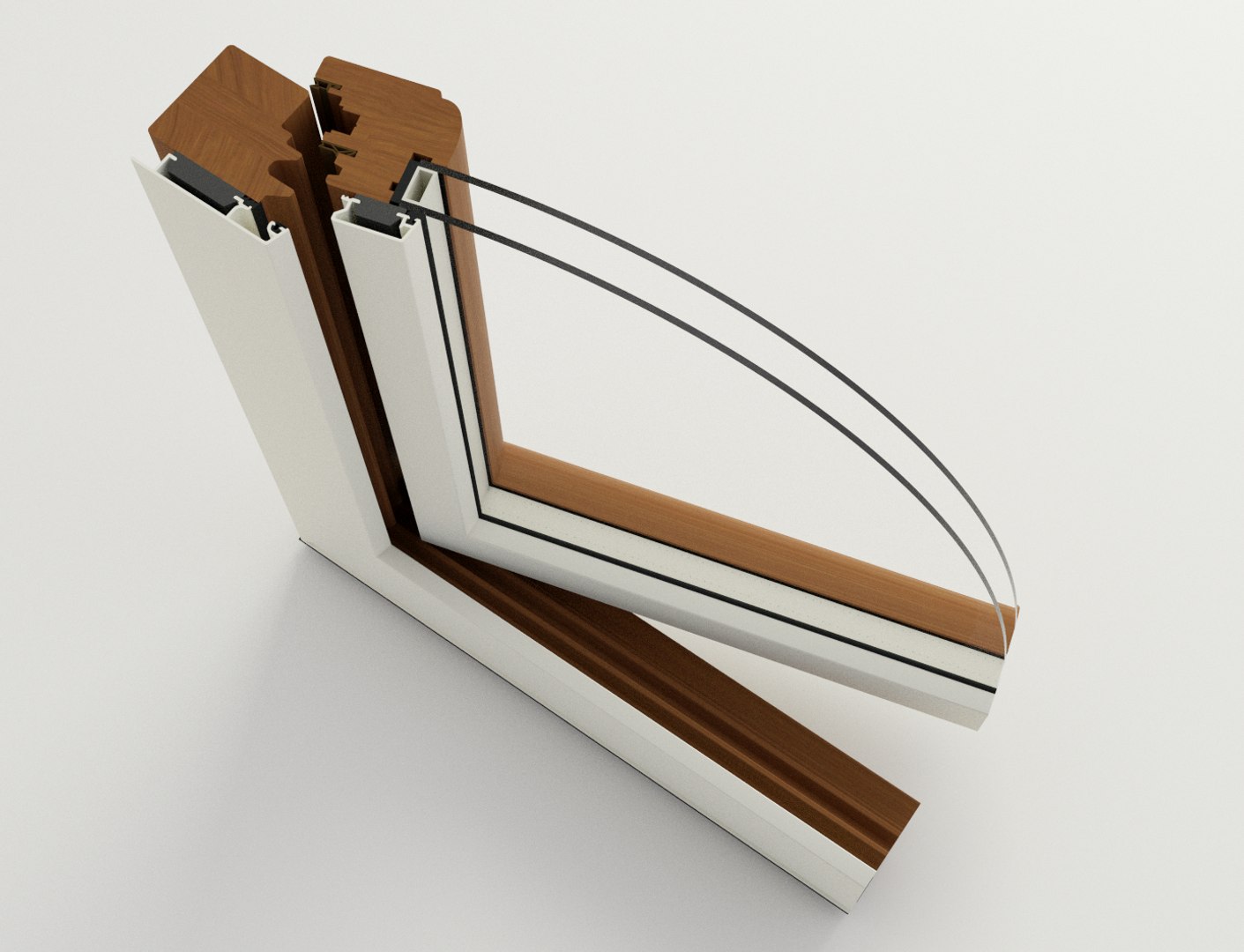 3D Section Wooden Window Glass Model - TurboSquid 1310536