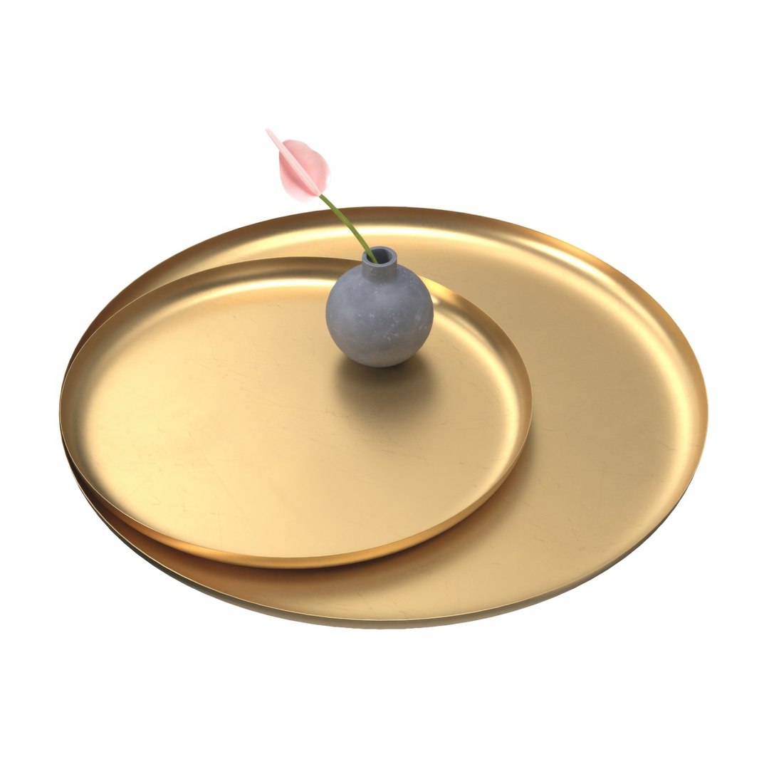 Oversized Antique Brass Metal Trays PBR 3D Model - TurboSquid 2227714