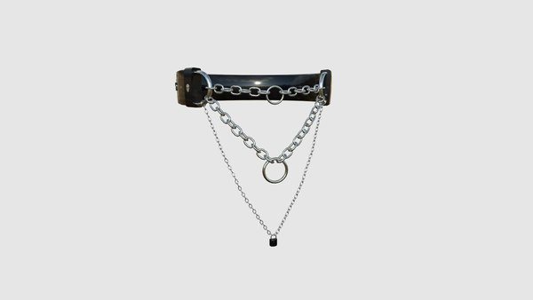 3D Choker Collar C05 Black Skull - Character Design Punk Gothic model ...