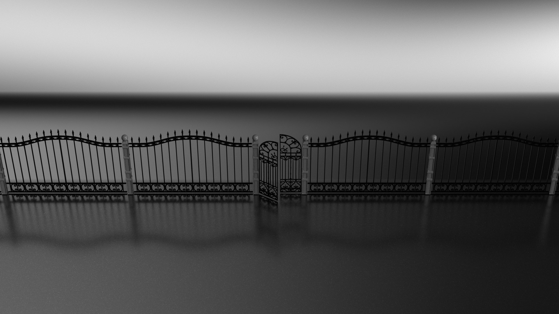 3D Forged Steel Gate With Modular Fence - TurboSquid 1850850