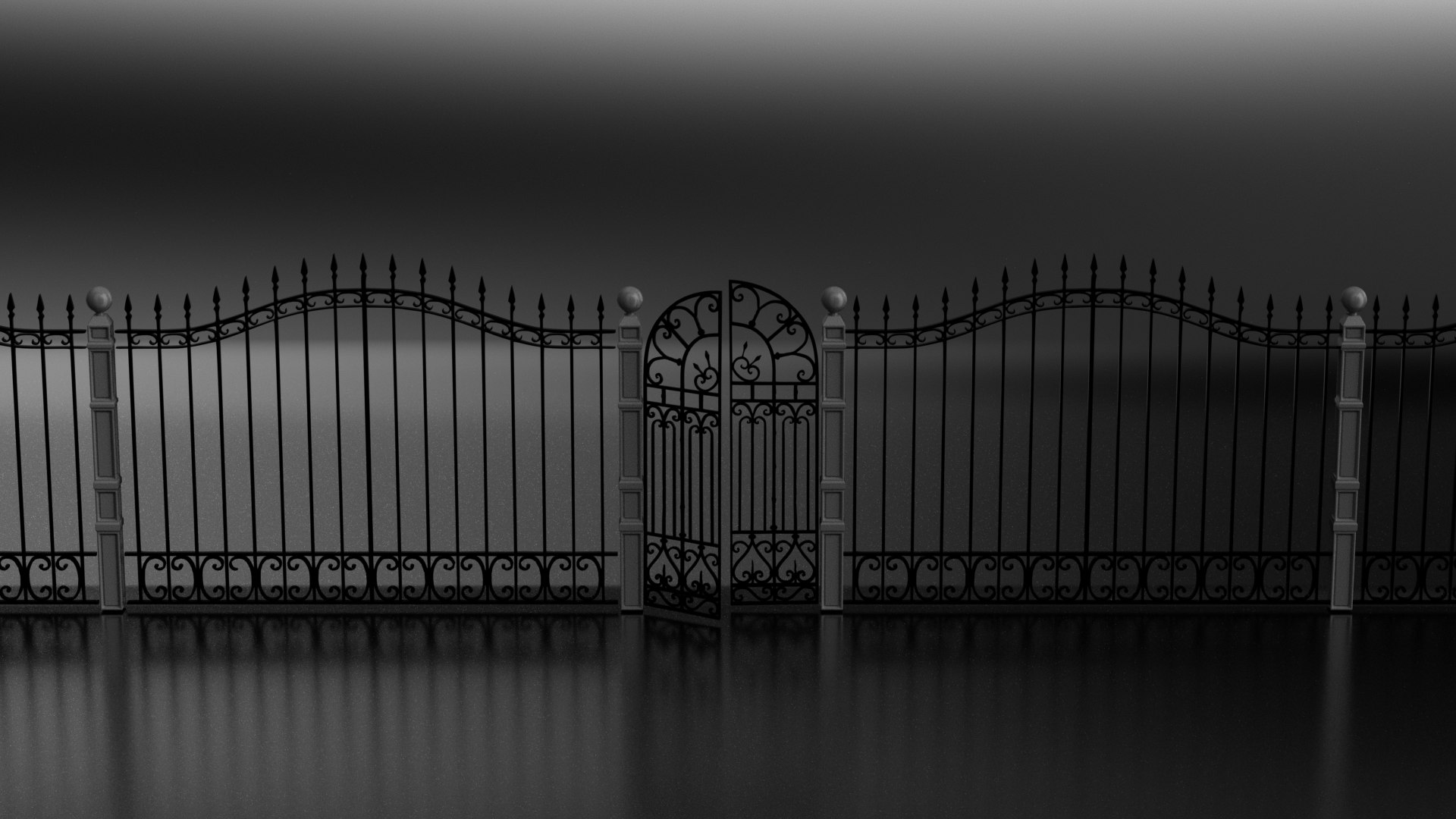 3D Forged Steel Gate With Modular Fence - TurboSquid 1850850