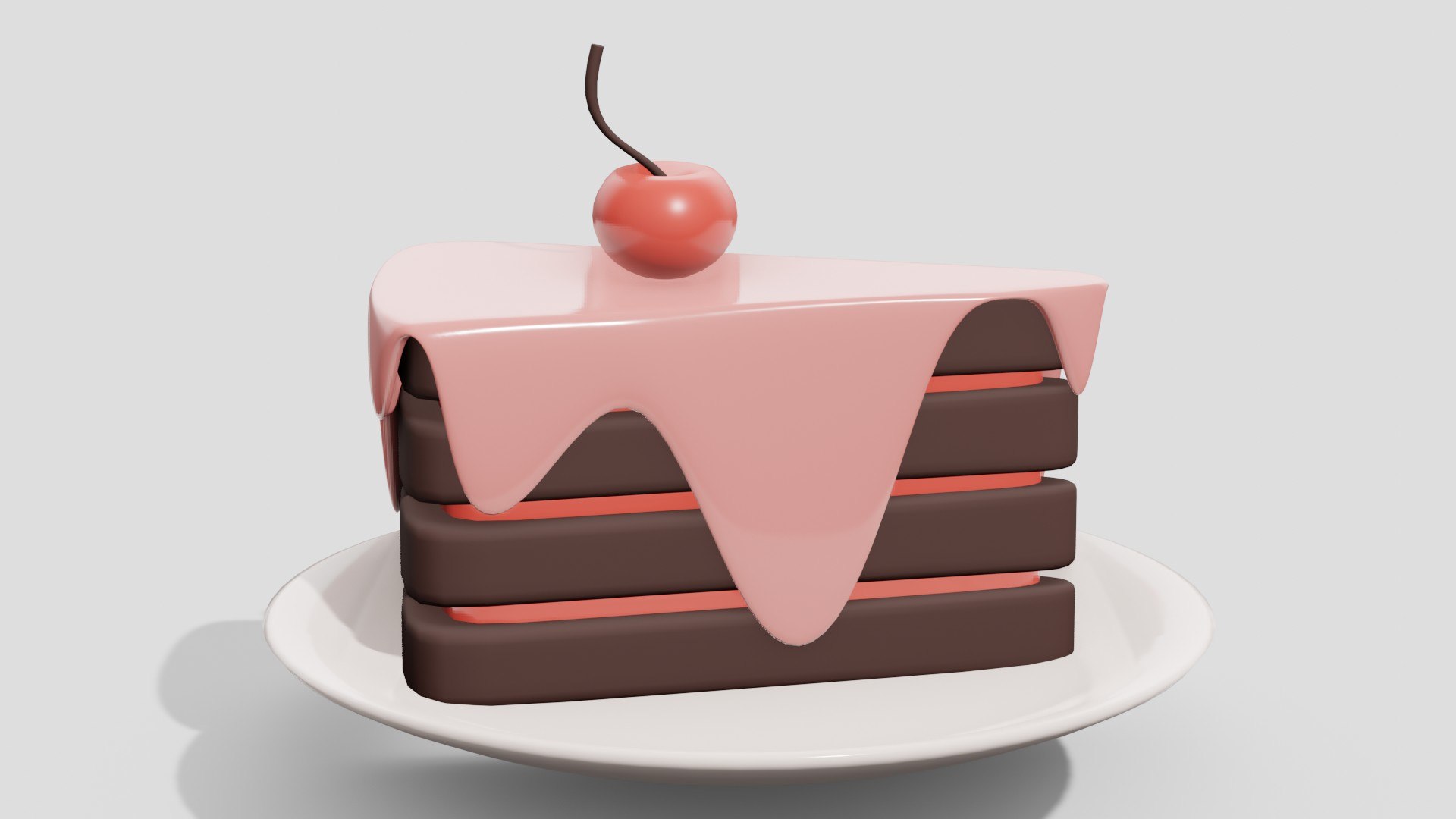 3D Chocolate Cake With Cherry Model - TurboSquid 2114321