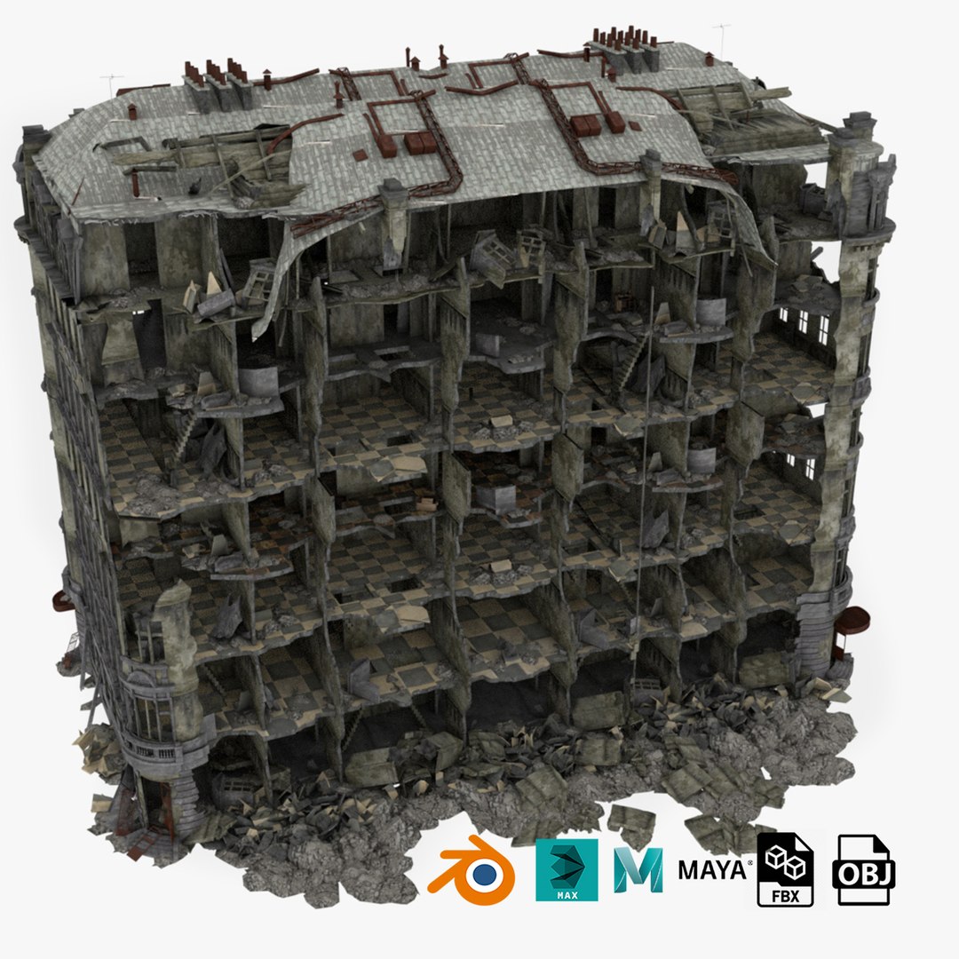 3D Model Detailed Ruined Building A19 - TurboSquid 1861458