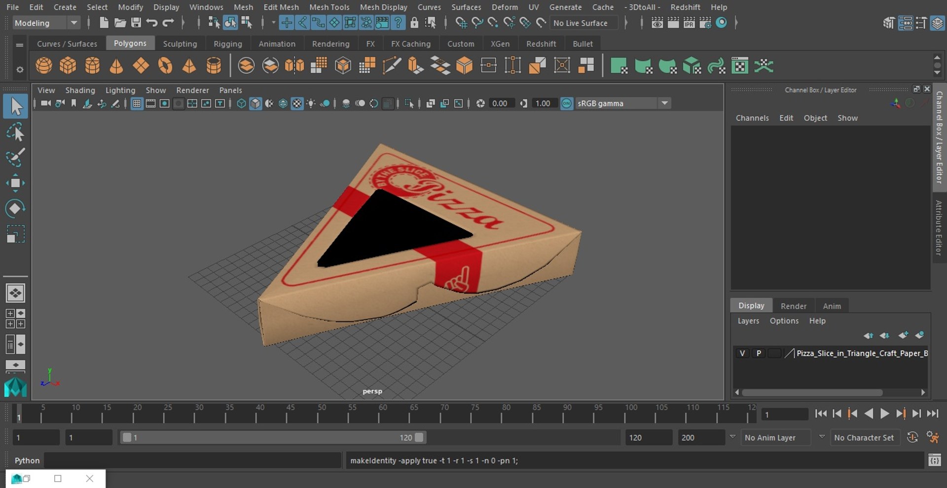 3D Pizza Slice In Triangle Craft Paper Box - TurboSquid 2156998