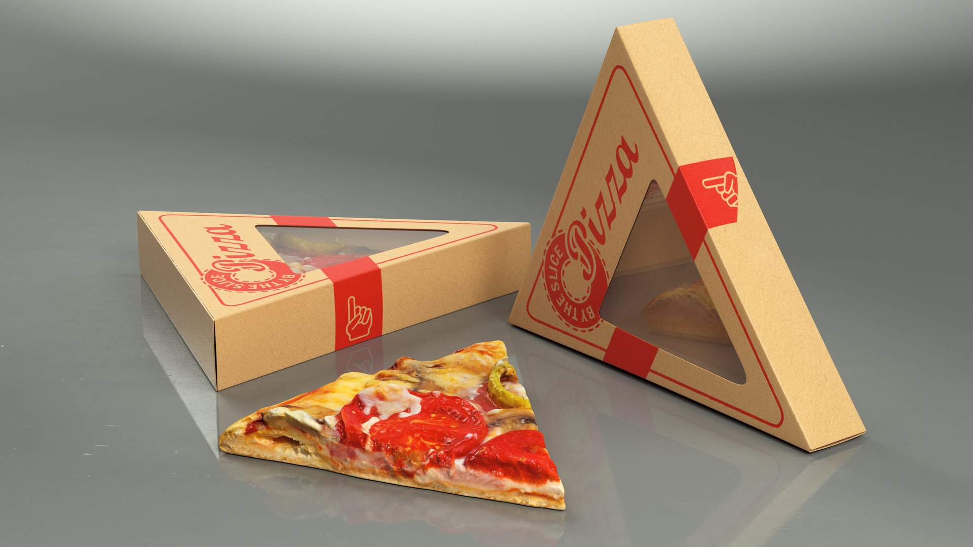 3D Pizza Slice In Triangle Craft Paper Box - TurboSquid 2156998