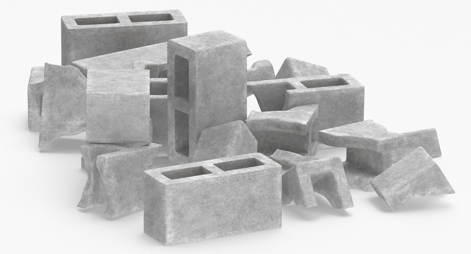 Cinder Block Pile Small Medium And Large 3D - TurboSquid 2028399