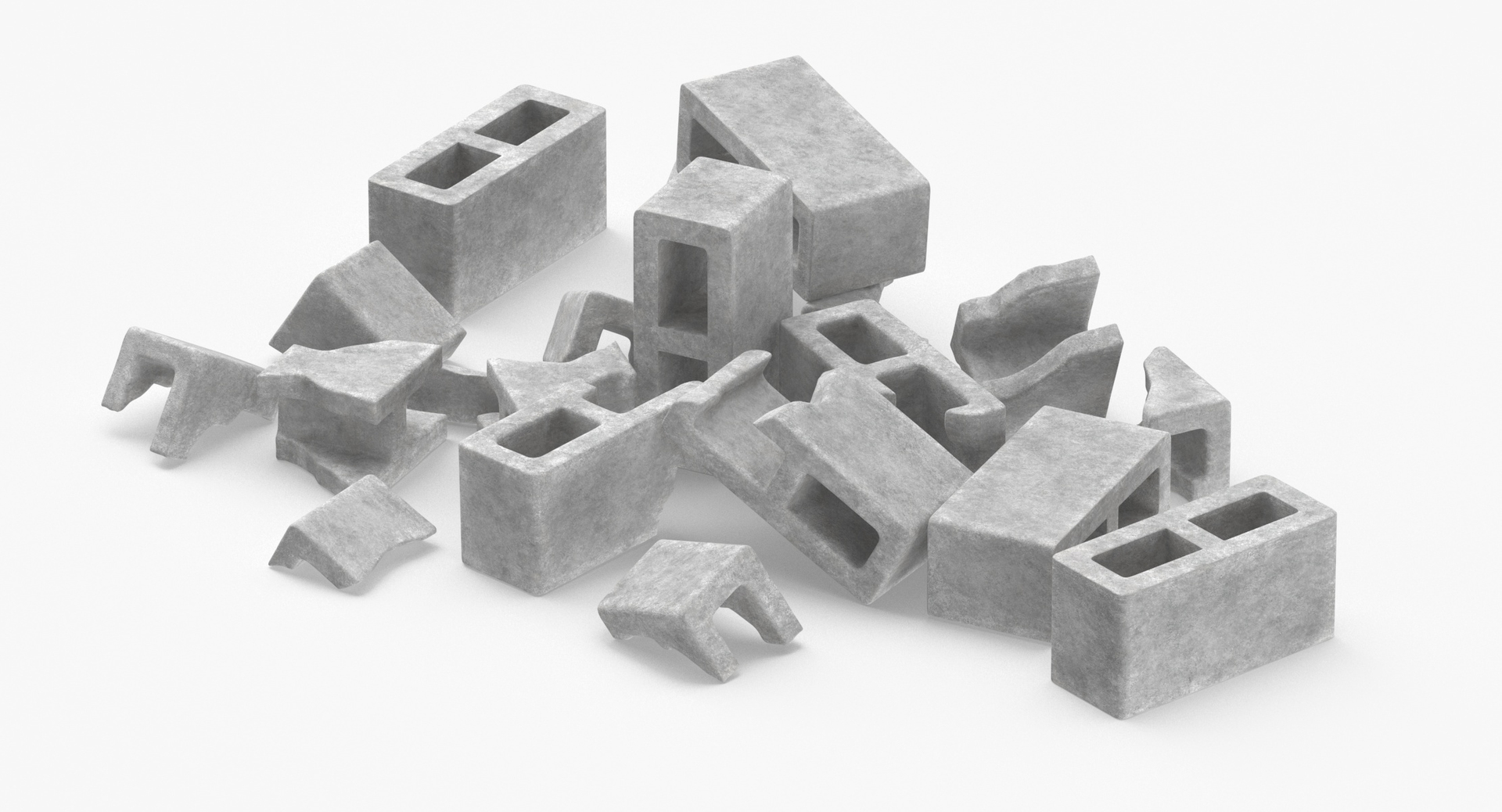 Cinder Block Pile Small Medium And Large 3D - TurboSquid 2028399