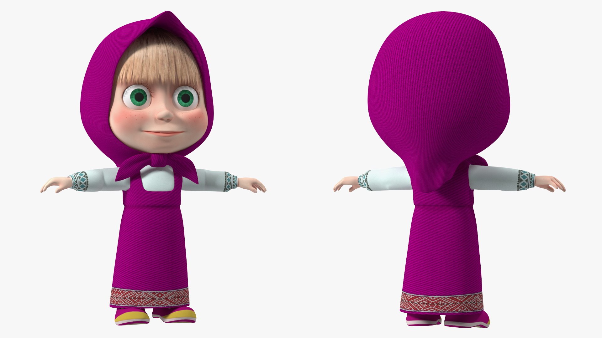3D Masha Cartoon Character T-Pose Model - TurboSquid 2119184