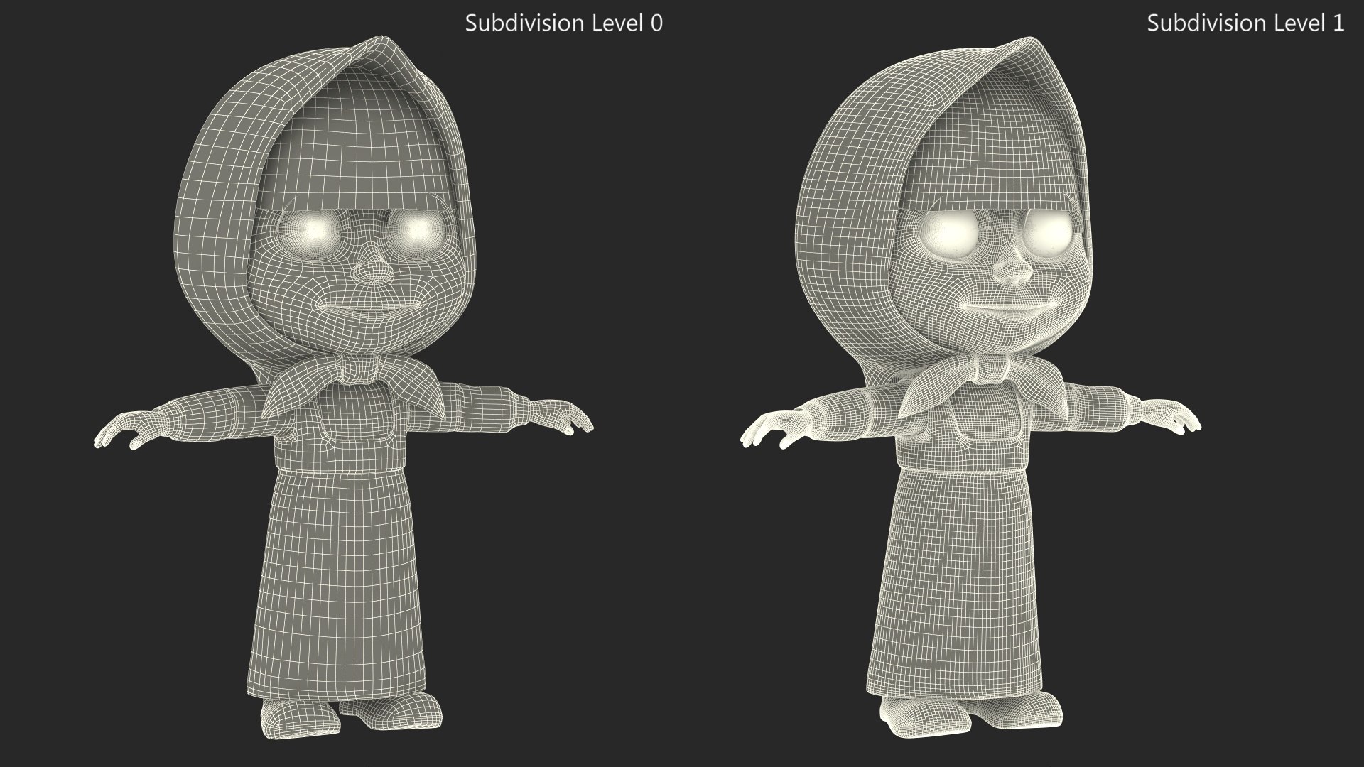 3D Masha Cartoon Character T-Pose Model - TurboSquid 2119184