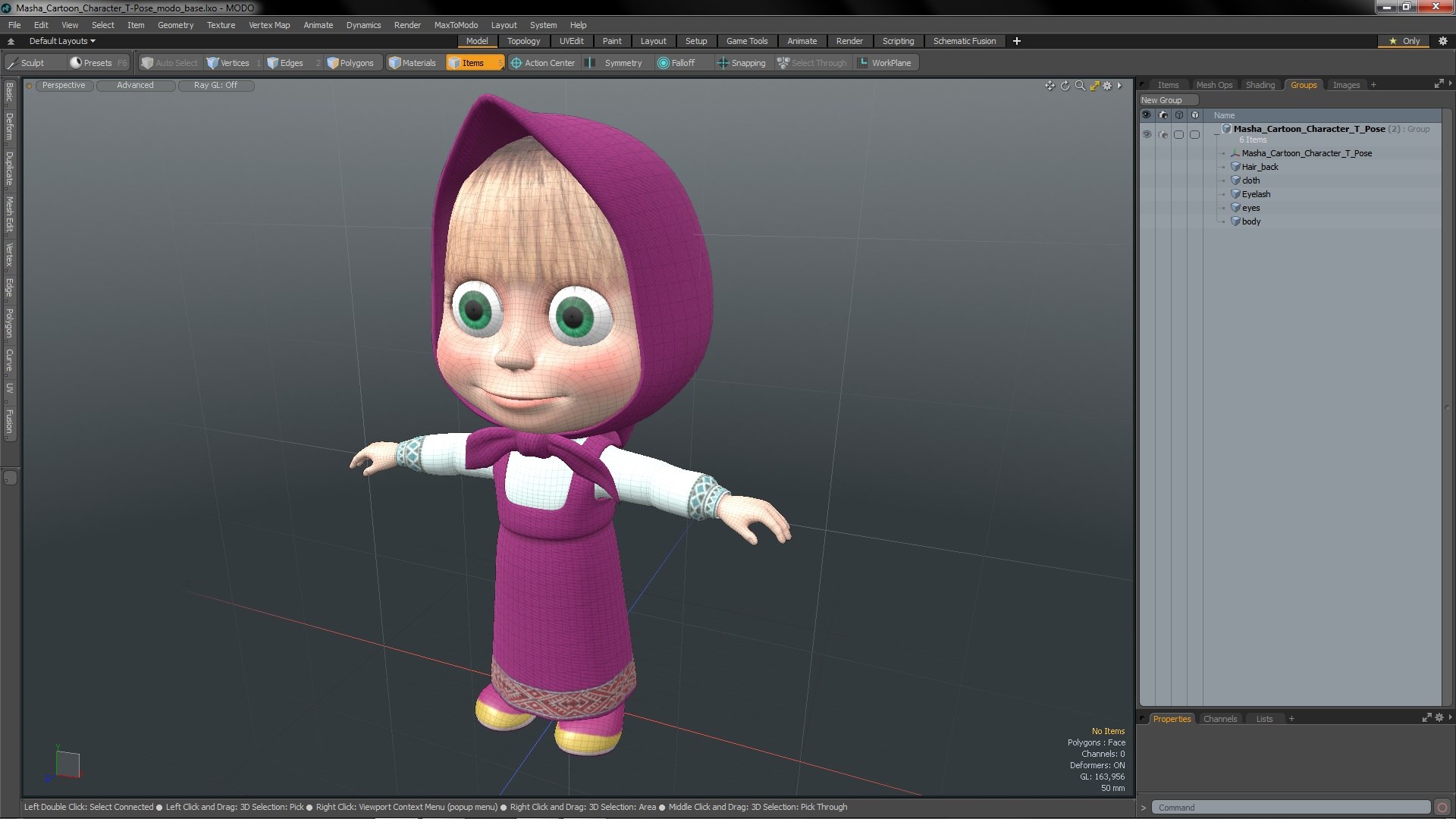 3D Masha Cartoon Character T-Pose Model - TurboSquid 2119184