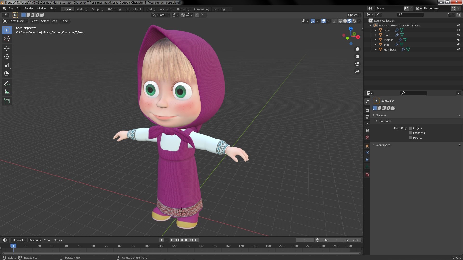 3D Masha Cartoon Character T-Pose Model - TurboSquid 2119184