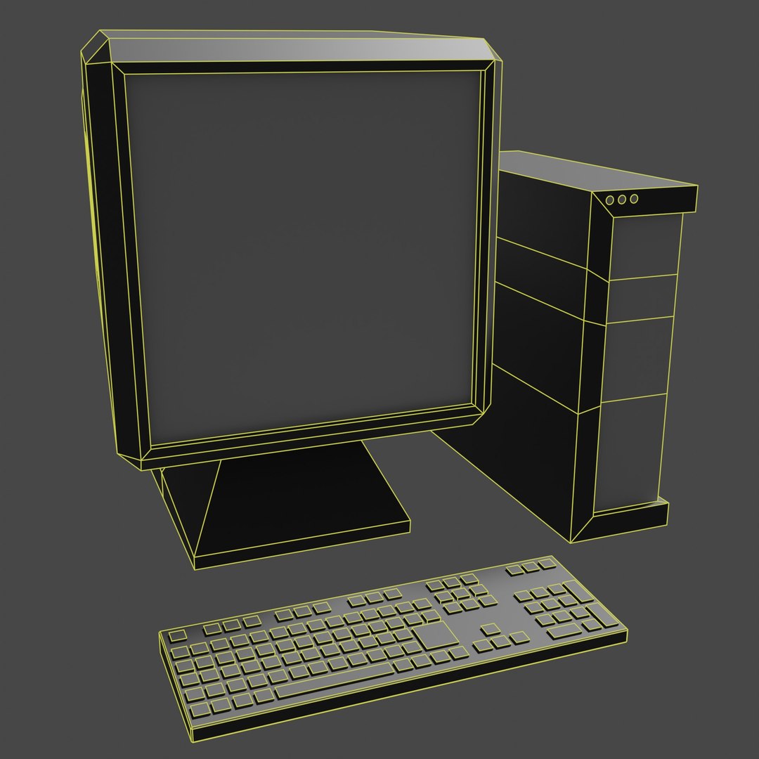 3D Monitor And Keyboard With Computer Unit - TurboSquid 2208362