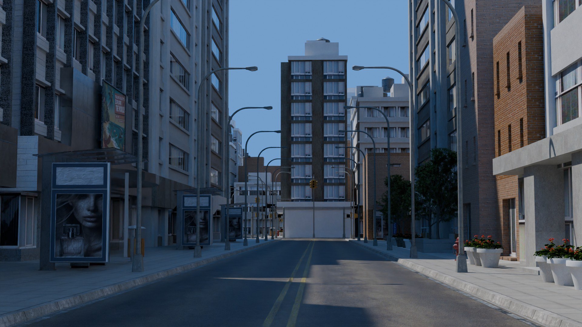 3D Model City Downtown Skyscraper Street - TurboSquid 2211040