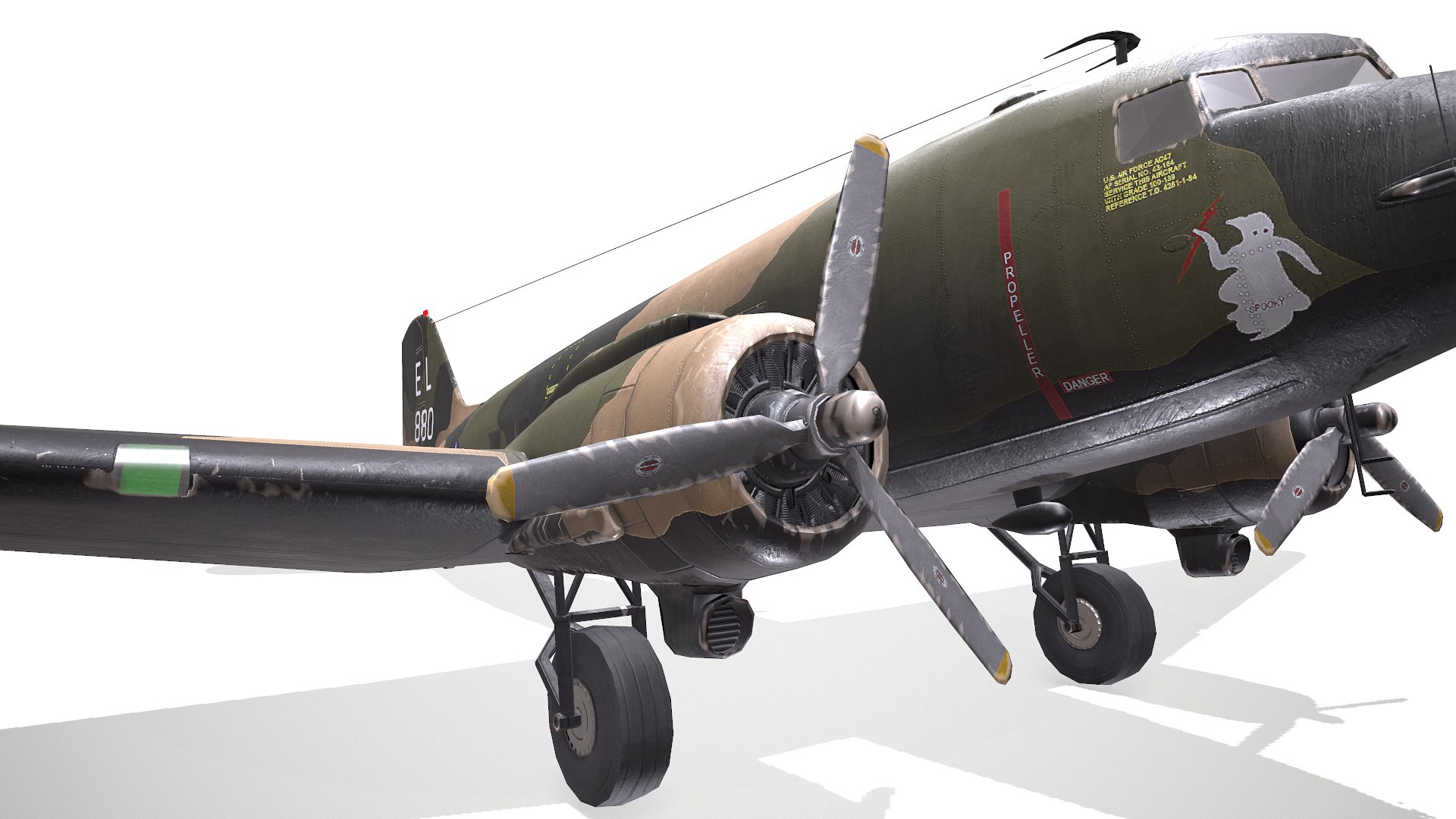 Douglas AC-47 Spooky Gunship Low-poly PBR 3D - TurboSquid 2040195