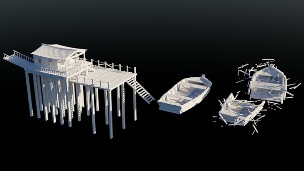3D Dock and Boat - TurboSquid 1839514