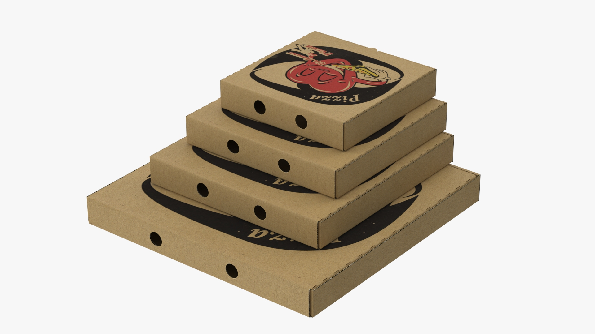 3D Stacked Pizza Boxes With Custom Logo - TurboSquid 2296073